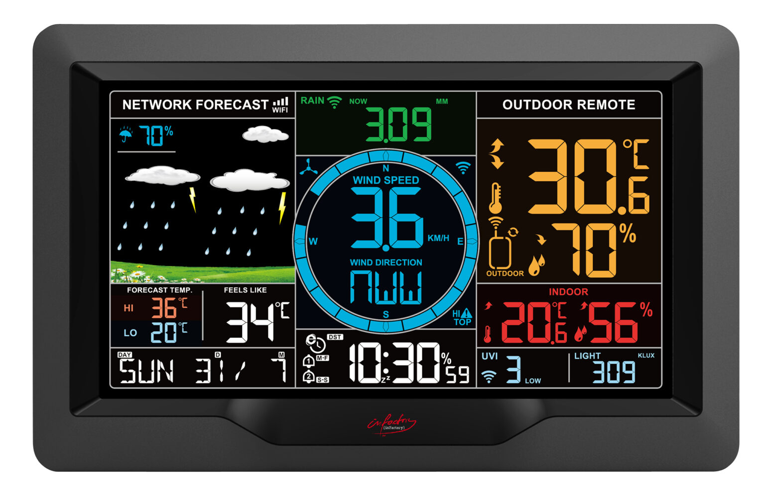 Wetterstation-Set mit XL-Farb-Display und dem Funk-Außensensor